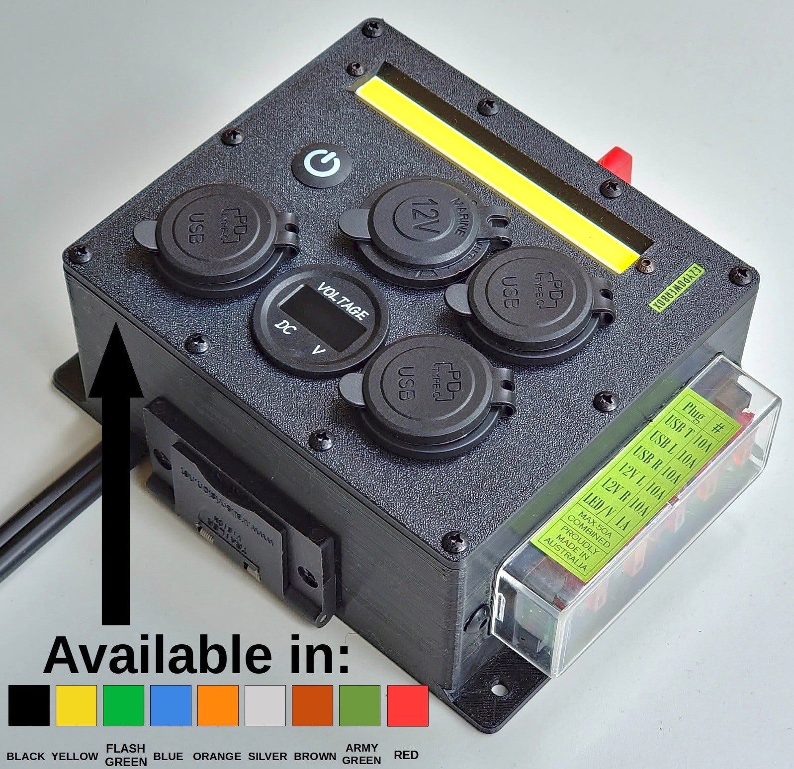 Car Camper Boat Caravan 12V Power Box USB phone laptop charger cigaret ...